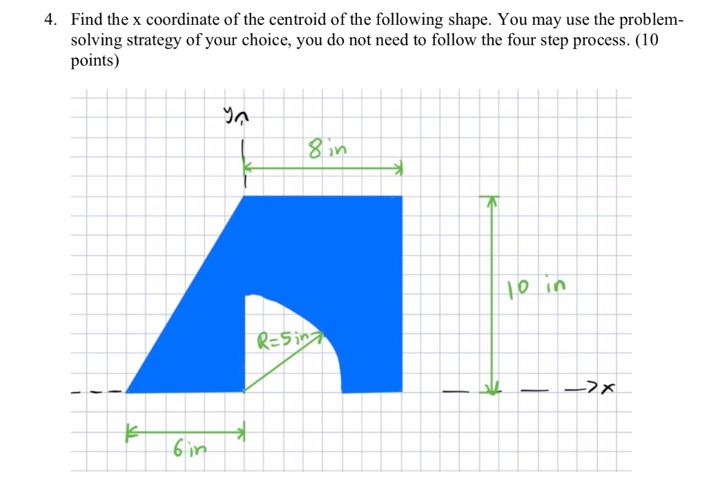 Solved 4. Find the x coordinate of the centroid of the | Chegg.com