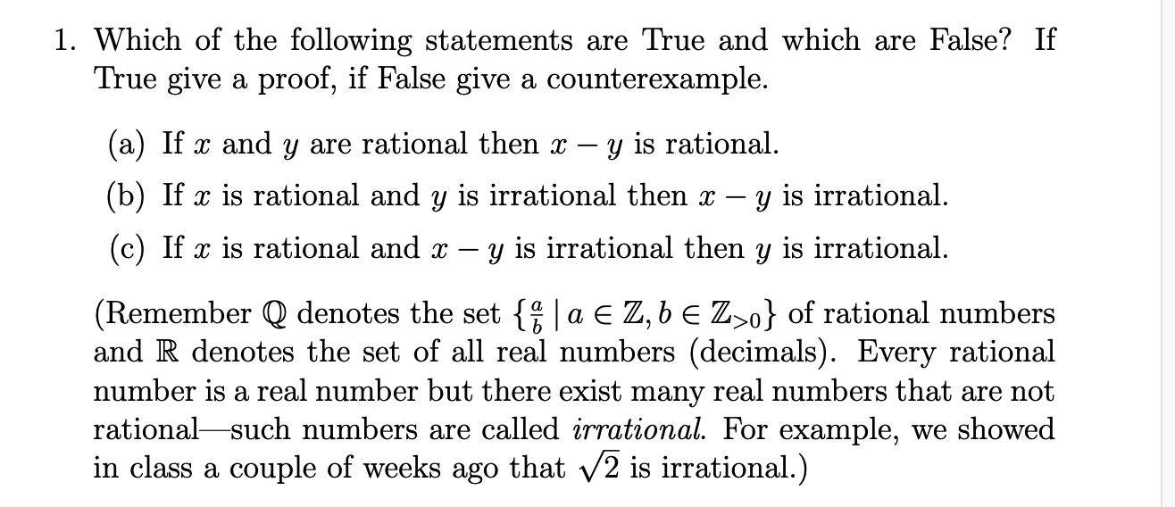 Solved Which of the following statements are True and which | Chegg.com