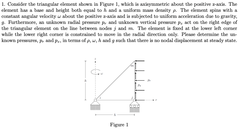 1. Consider the triangular element shown in Figure 1, | Chegg.com
