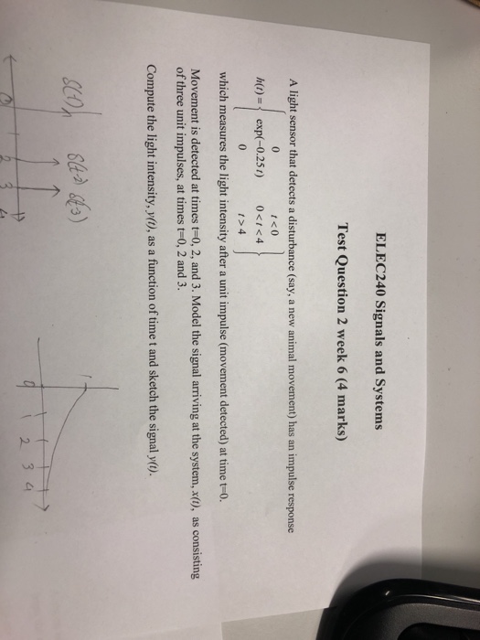 Solved ELEC240 Signals and Systems Test Question 2 week 6 (4 | Chegg.com