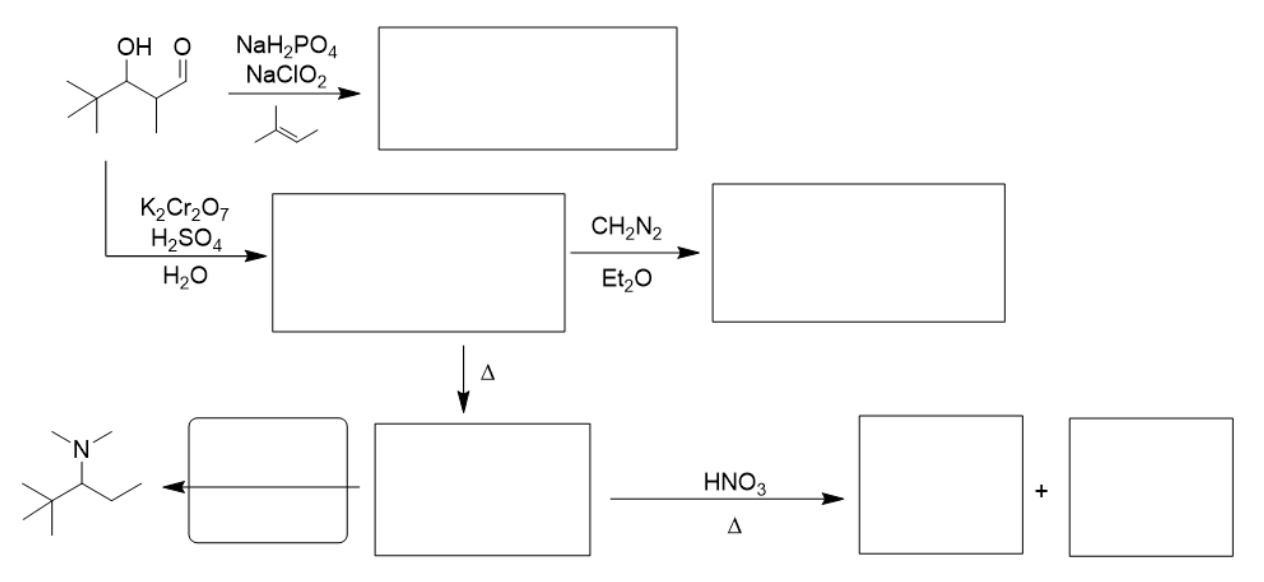 Solved OH O NaH2PO4 NaClO2 CH2N2 K2Cr2O7 H2SO4 H2O Et20 HNO3 | Chegg.com