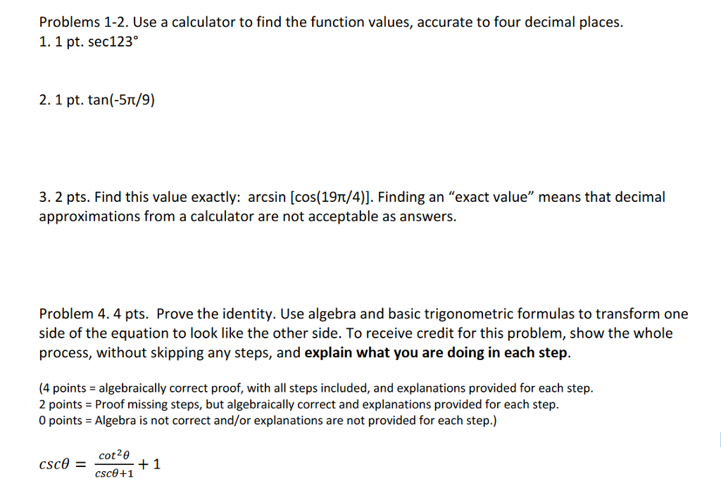 Solved Problems 1-2. Use a calculator to find the function | Chegg.com
