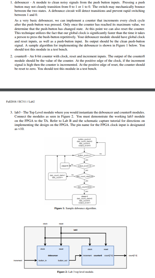 1. debouncer - A module to clean noisy signals from | Chegg.com