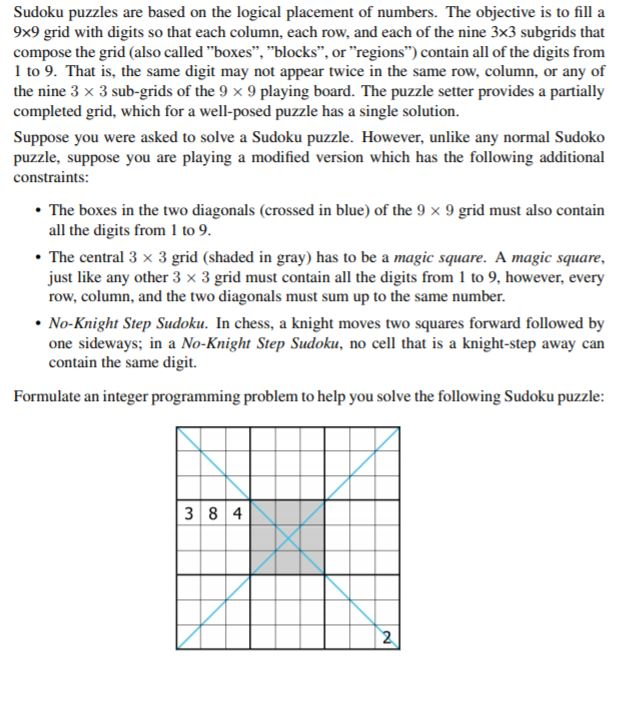 Sudoku puzzles are based on the logical placement of | Chegg.com
