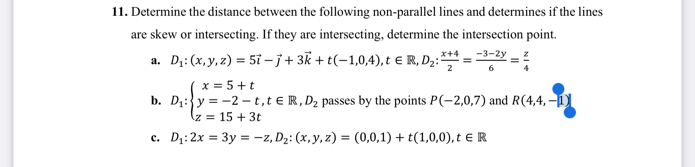 Solved 11. Determine the distance between the following | Chegg.com