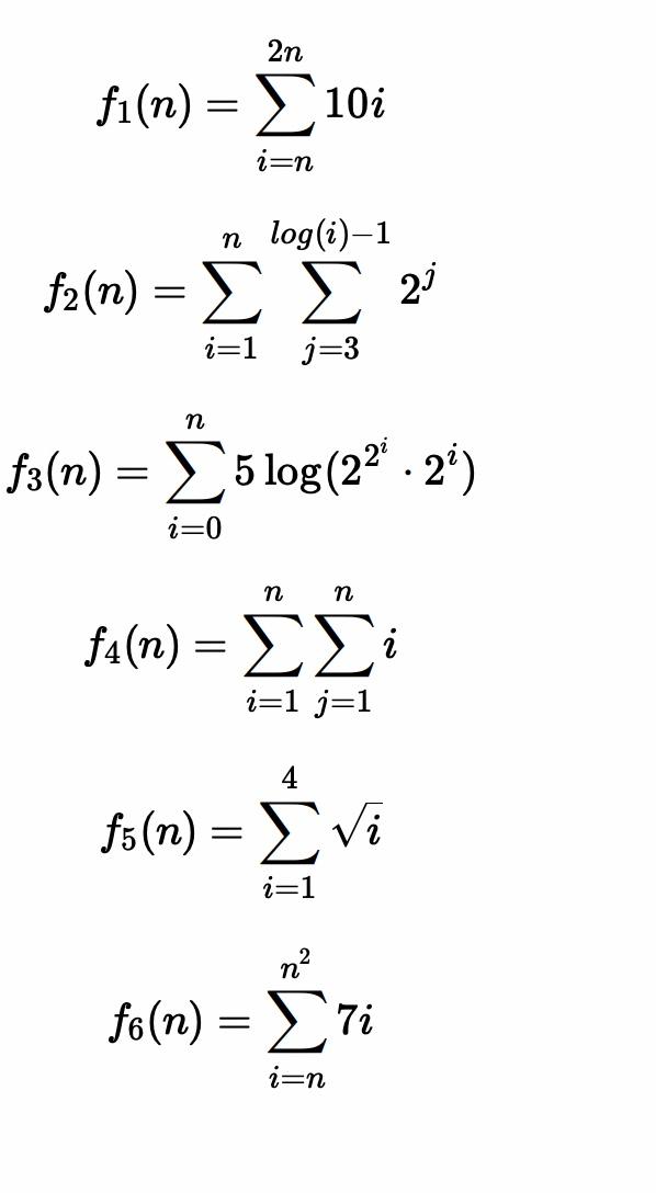 Solved For each of the six functions f1 to f6 provide | Chegg.com