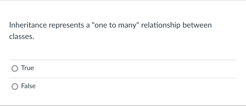 Solved Inheritance represents a "one to many" relationship | Chegg.com