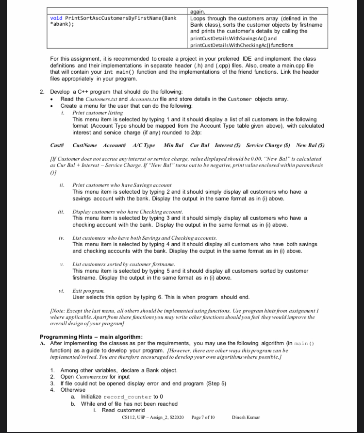 Problem Managing Customer Records In A Bank 
