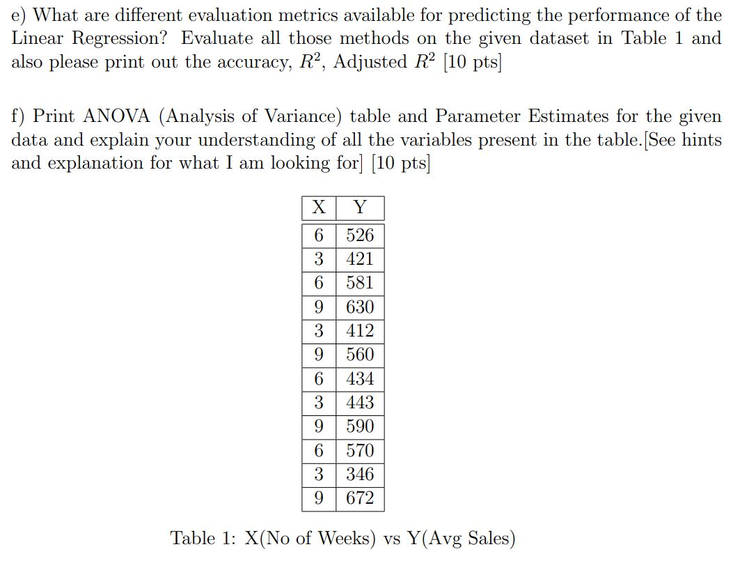 e) What are different evaluation metrics available | Chegg.com
