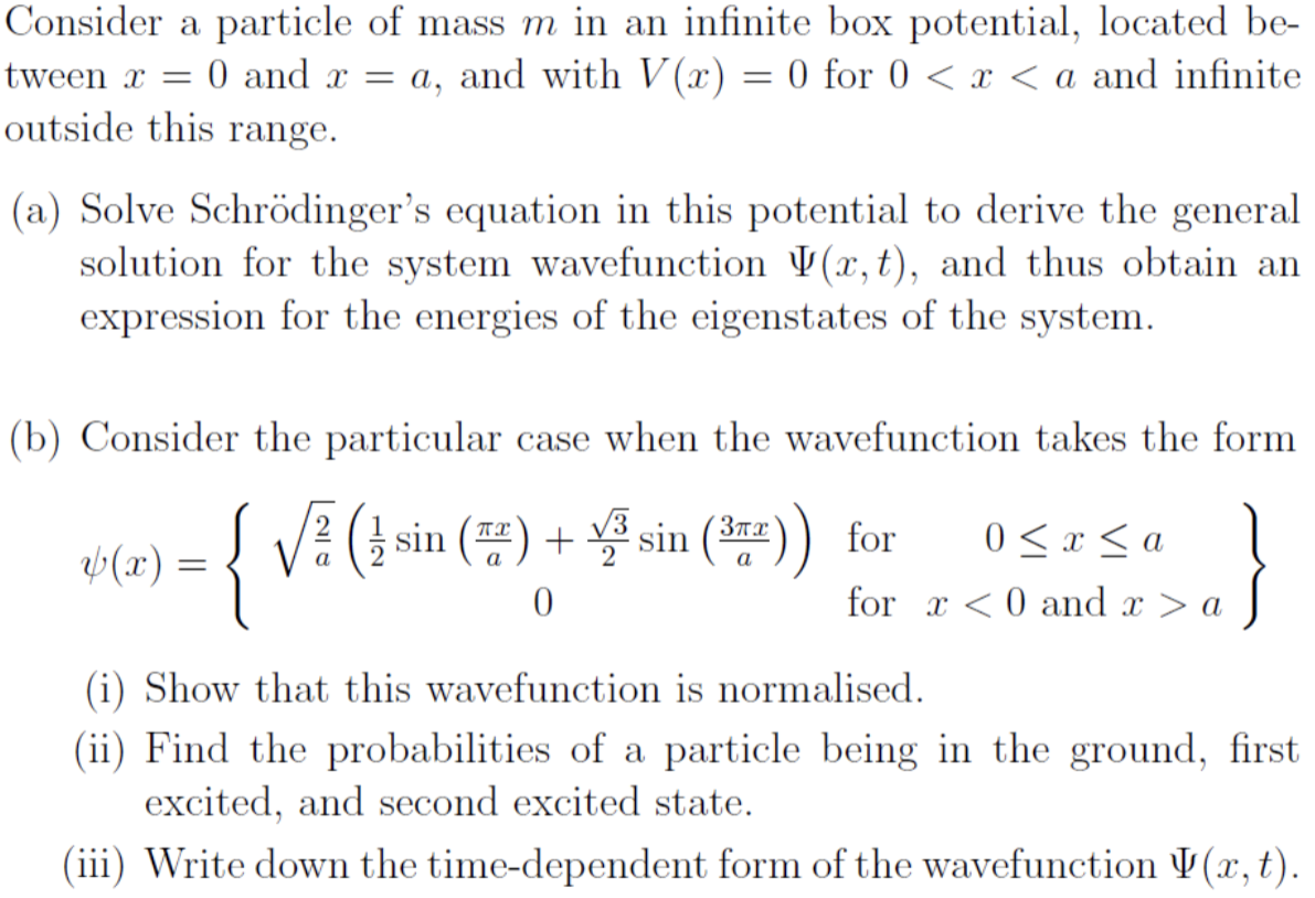 Solved Consider a particle of mass m in an infinite box | Chegg.com