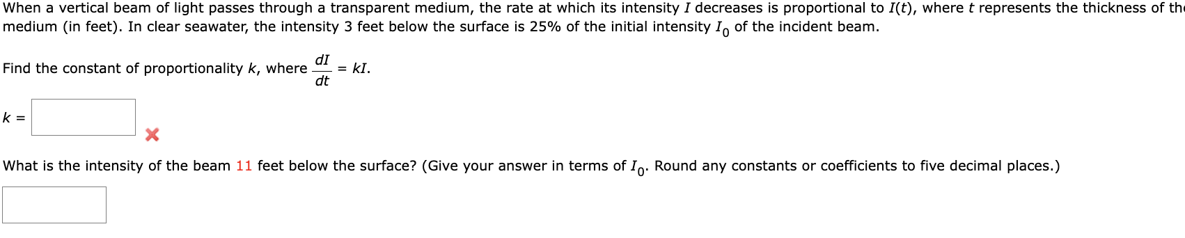 Solved When a vertical beam of light passes through a | Chegg.com