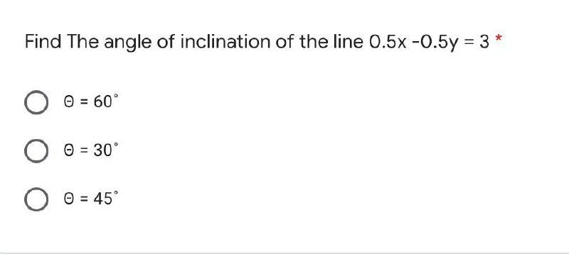 Solved Find The angle of inclination of the line 0.5x -0.5y | Chegg.com