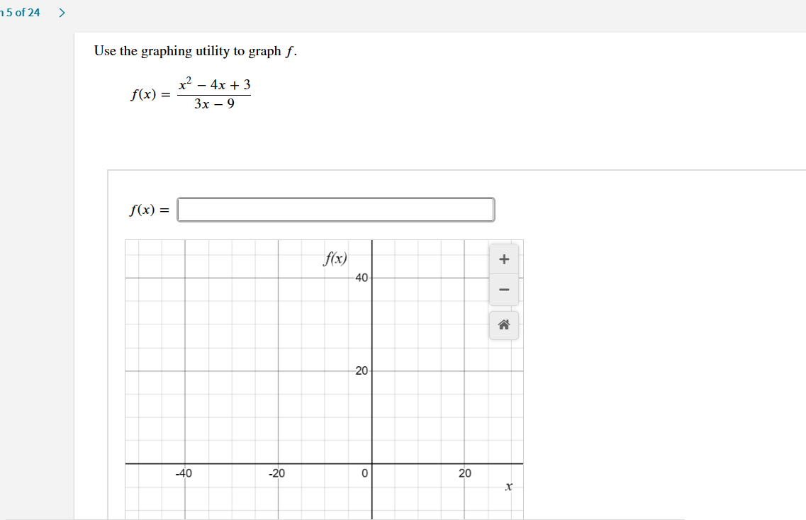 Solved Use the graphing utility to graph f. f(x)=3x−9x2−4x+3 | Chegg.com