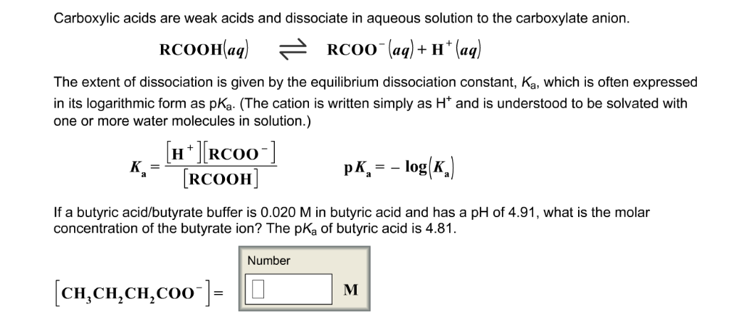 Solved Carboxylic acids are weak acids and dissociate in | Chegg.com