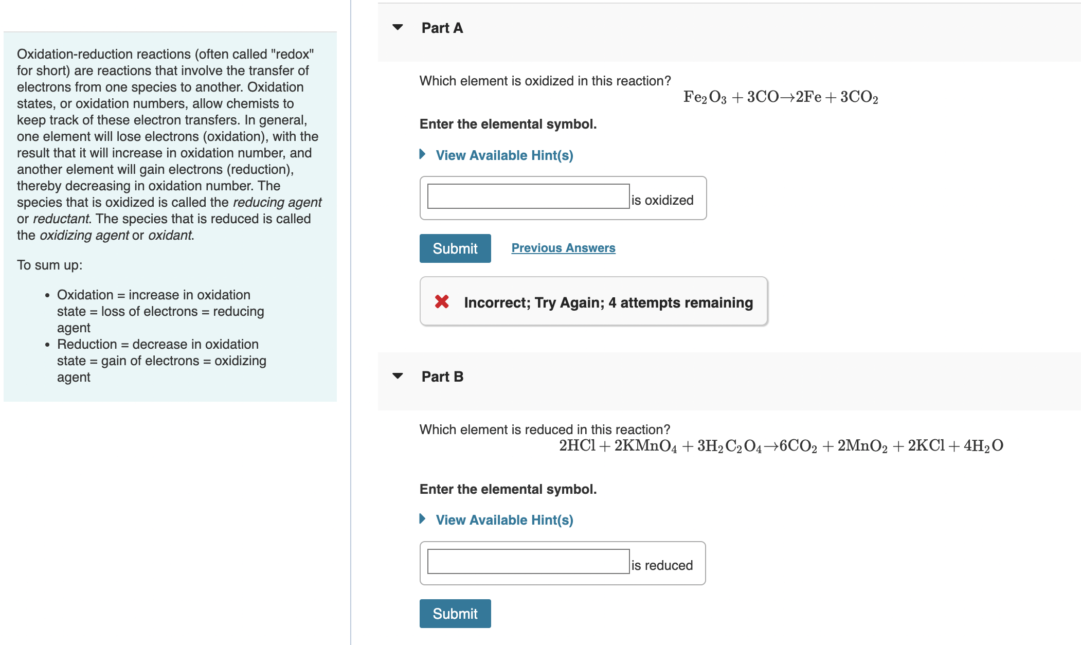 Solved Oxidation-reduction reactions (often called "redox" | Chegg.com