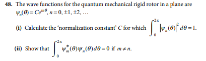 Solved The wave functions for the quantum mechanical rigid | Chegg.com