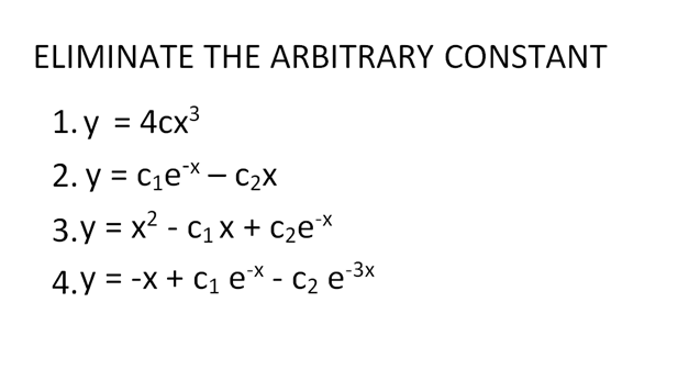 Solved ELIMINATE THE ARBITRARY CONSTANT 1. y = 4cx3 2. y = | Chegg.com