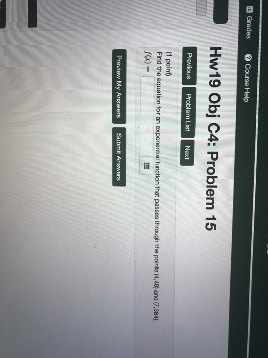 Solved Hw19 Obj C4: Problem 15 (1 point) Find the equation | Chegg.com
