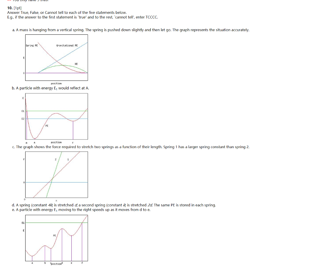 Solved 10. [1pt] Answer True, False, or Cannot tell to each | Chegg.com