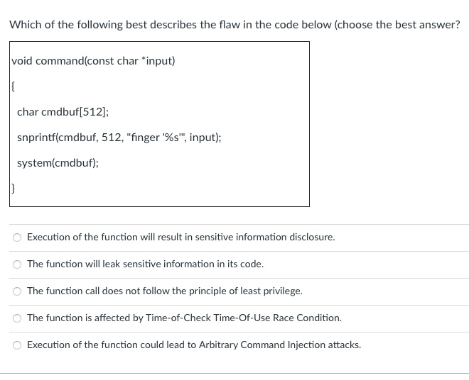 Solved Which of the following best describes the flaw in the | Chegg.com
