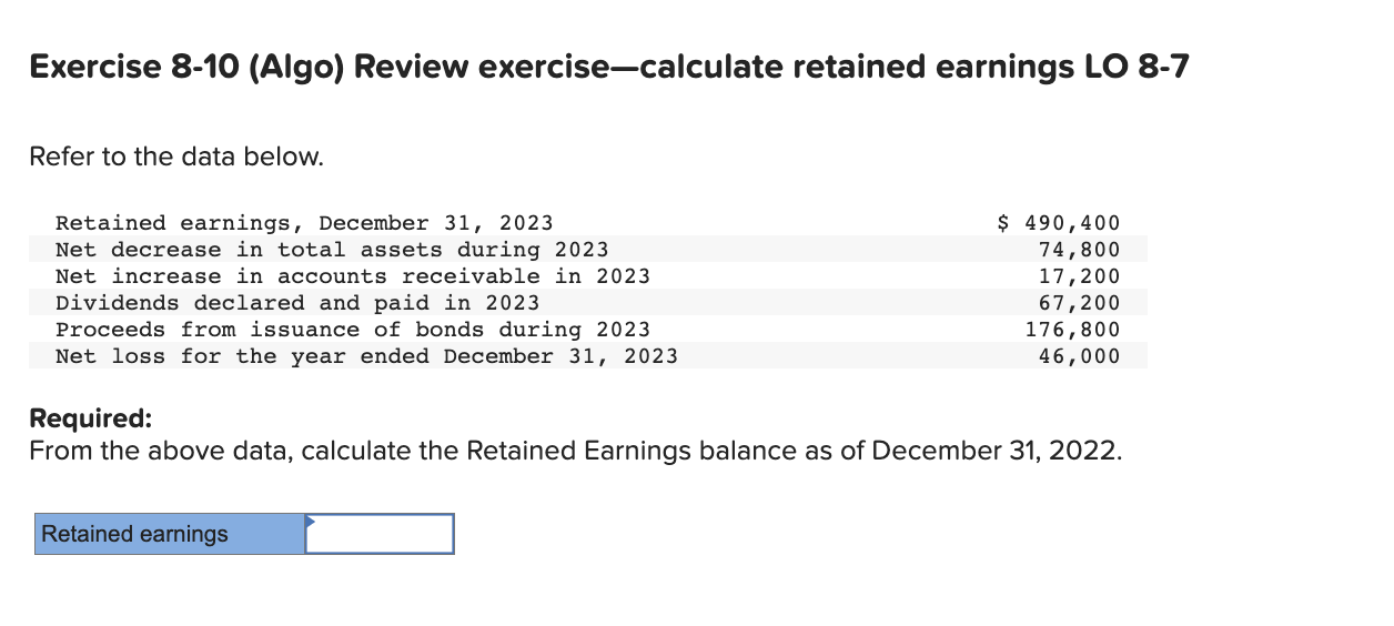 Solved Exercise 8-10 (Algo) Review exercise-calculate | Chegg.com Solved Exercise 8-10 (Algo) Review exercise-calculate | Chegg.com
