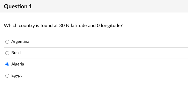Solved Which country is found at 30 N latitude and 30E | Chegg.com