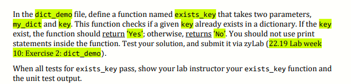 Solved In the dict_demo file, define a function named | Chegg.com
