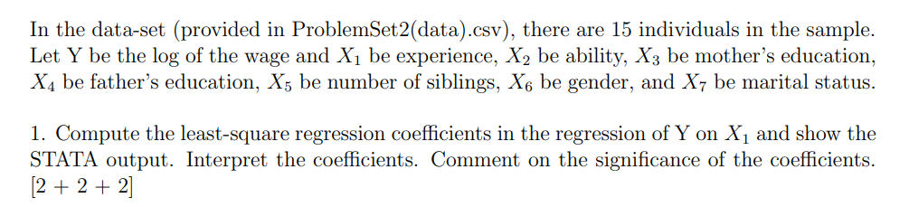 Solved For this Question, this is the answer on STATA. | Chegg.com