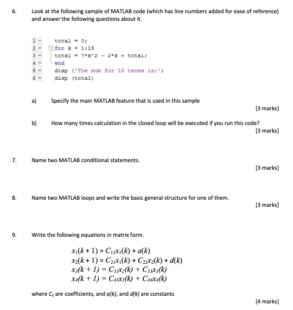 Solved 1. Considering that the first line of the MATLAB code | Chegg.com