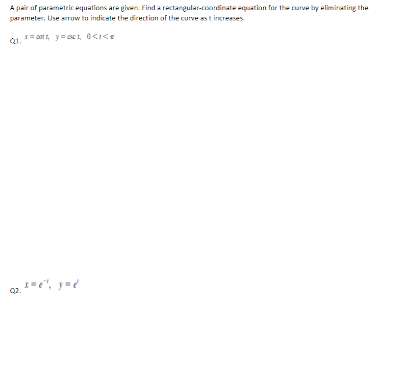 Solved A pair of parametric equations are given. Find a | Chegg.com