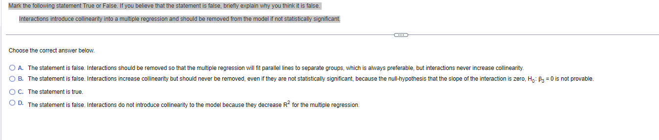 Solved Mark the following statement True or False. If you | Chegg.com