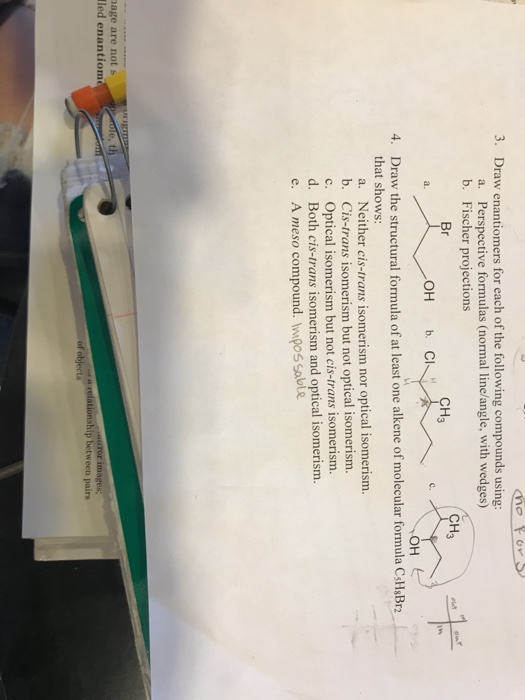 Solved 3. Draw enantiomers for each of the following | Chegg.com
