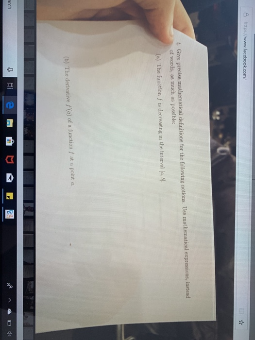 Solved 4. Give precise mathematical definitions for the | Chegg.com