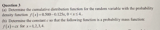 Solved Question 3 (a) Determine the cumulative distribution | Chegg.com