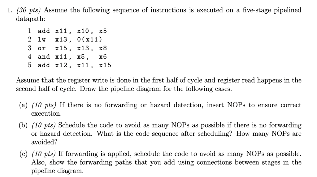 Solved 1. (30 pts) Assume the following sequence of | Chegg.com Solved 1. (30 pts) Assume the following sequence of | Chegg.com