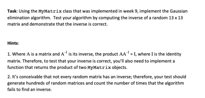 Task: Using the MyMatrix class that was implemented | Chegg.com
