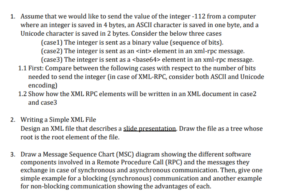 Solved 1. Assume that we would like to send the value of the | Chegg.com