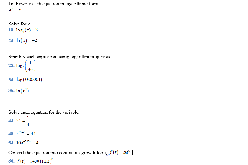 Solved 16. Rewrite each equation in logarithmic form. Solve | Chegg.com