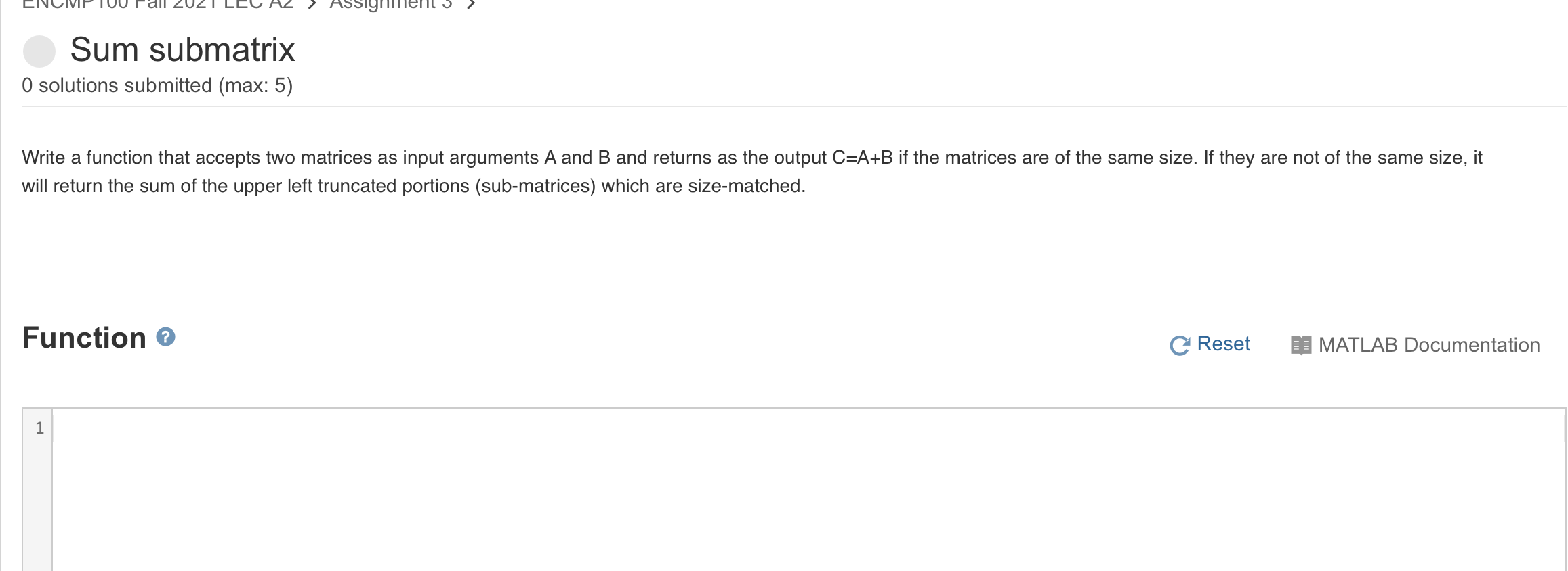 Solved 18signmen Sum submatrix O solutions submitted (max: | Chegg.com
