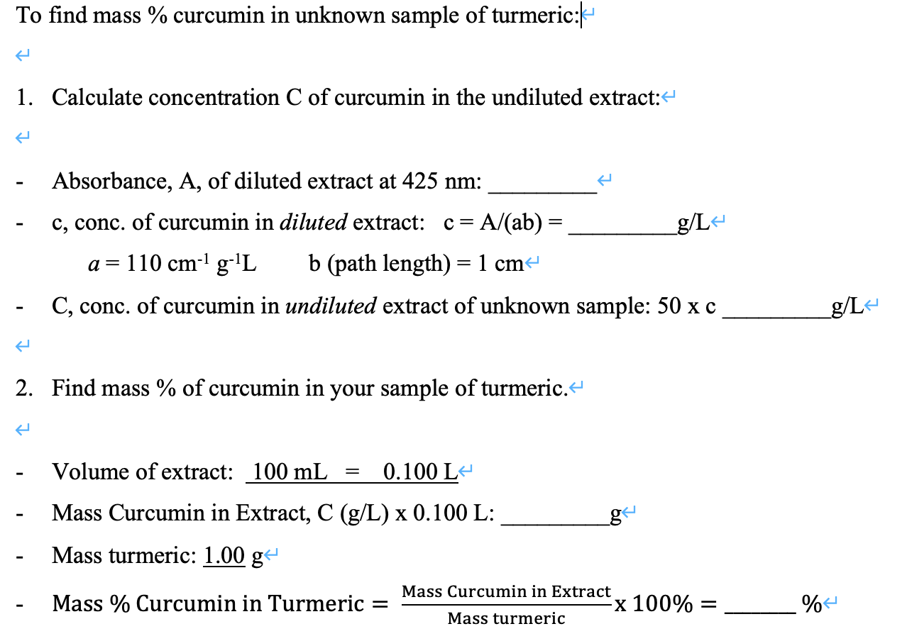 Solved Part A: Extraction of Curcumin from Turmeric- Mass | Chegg.com