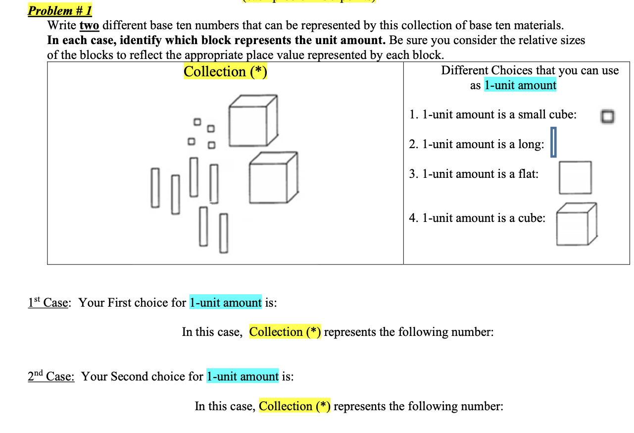Solved Problem #1 Write two different base ten numbers that | Chegg.com