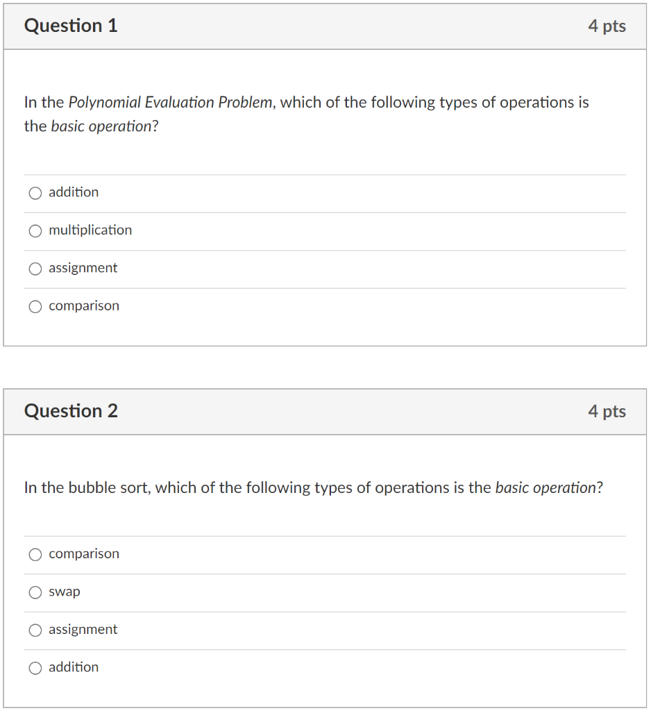 Solved In the Polynomial Evaluation Problem, which of the | Chegg.com