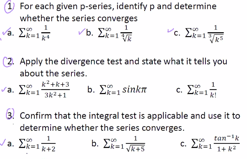 Solved (1) For each given p-series, identify p and determine | Chegg.com