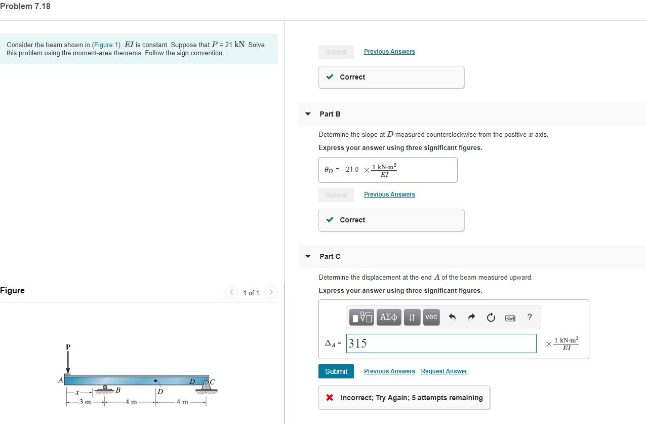 Solved Problem 7.18 Consider the beam shown in (Figure 1). | Chegg.com