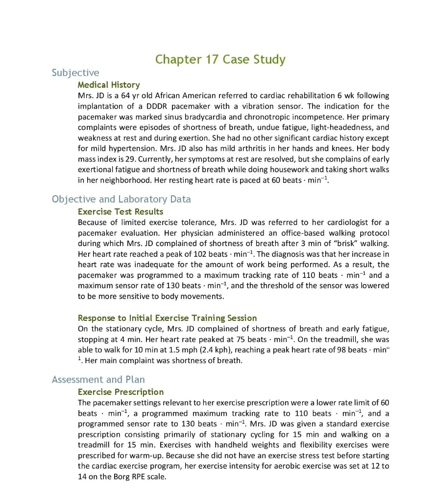 Solved Chapter 17 Case Study Subjective Medical History Mrs. | Chegg.com