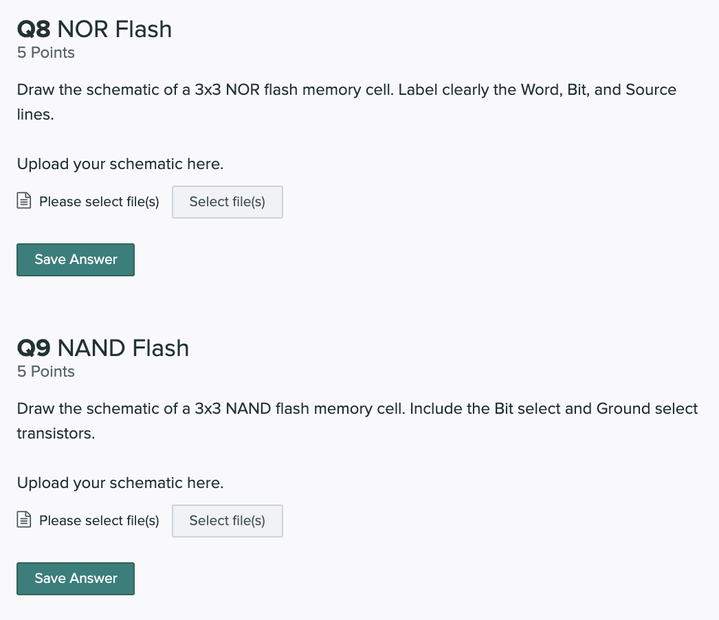 Solved Q8 NOR Flash 5 Points Draw the schematic of a 3x3 NOR | Chegg.com