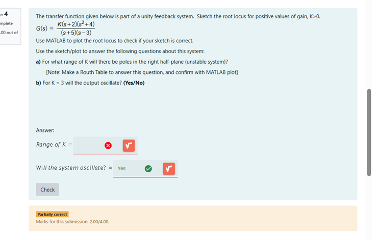 Solved The transfer function given below is part of a unity | Chegg.com