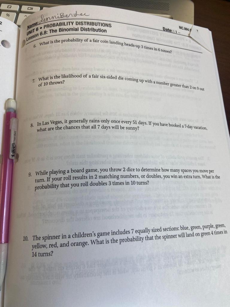Solved Practice 6.8: The Binomial Distribution For each | Chegg.com
