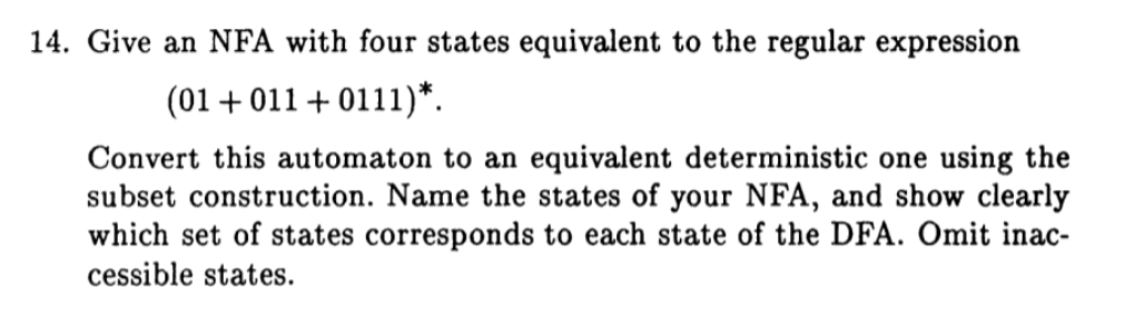 Solved 14. Give an NFA with four states equivalent to the | Chegg.com