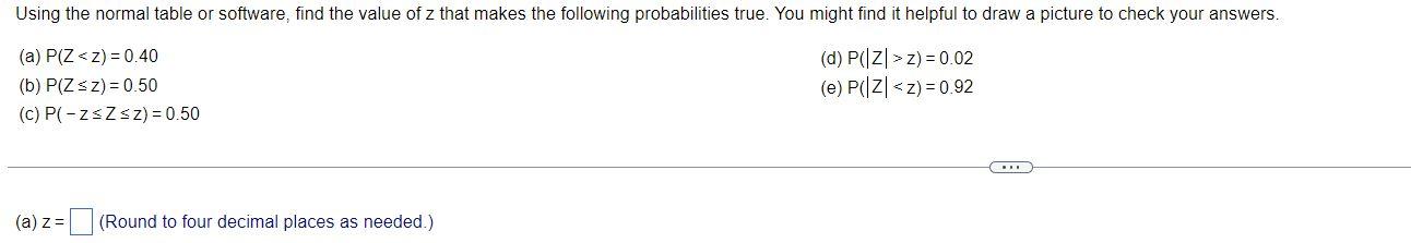 Solved Using the normal table or software, find the value of | Chegg.com